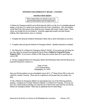 Fillable Online Petition for Emergency Relief - Women's Law Project Fax ...