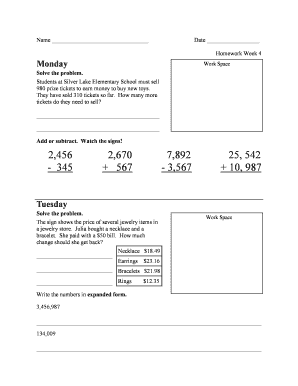 Fillable Online gcisd-k12 Name Date Homework Week 4 Monday Work Space ...