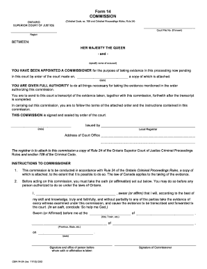 Fillable Online ontariocourtforms on Form 14 COMMISSION Fax Email Print ...