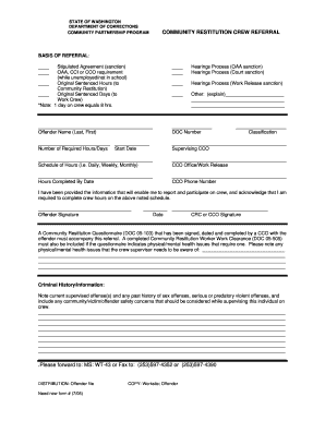 Fillable Online doc wa Work Crew Referral Form - Washington Department ...