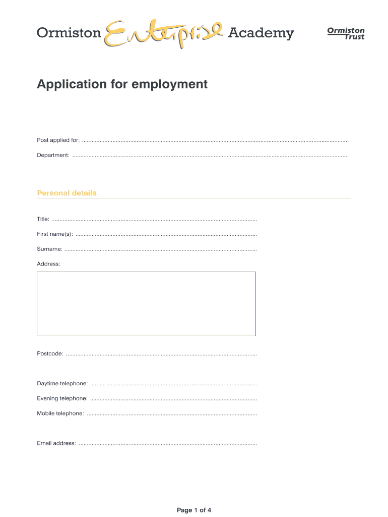Fillable Online tes co Application for employment - Tes Fax Email Print ...