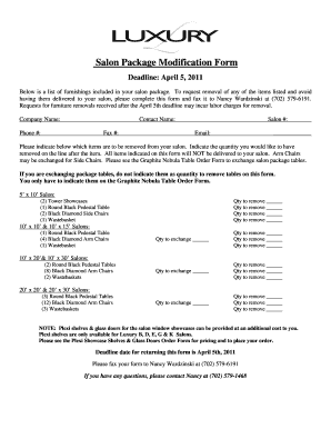 Fillable Online Salon Package Modification Form - LUXURY Fax Email ...