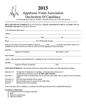 Fillable Online A Declaration of Candidacy form - Appaloosa Youth Fax ...