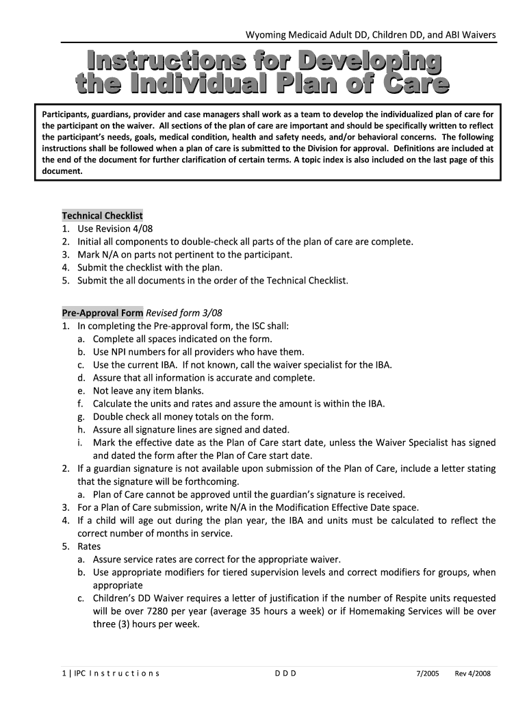 Fillable Online nasddds Wyoming Medicaid Adult DD, Children DD, and ABI Waivers - nasddds Fax ...