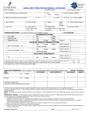 Fillable Online Guardian Disability and Life Employee Form ...