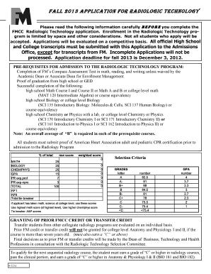 Fillable Online fmcc FMCC Radiologic Technology application - fmcc Fax ...