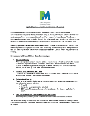 Fillable Online fmcc Fulton-Montgomery Community College offers housing ...