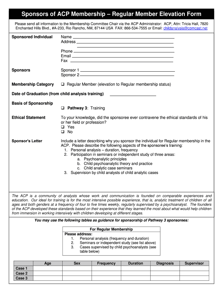 Fillable Online childanalysis wildapricot ACP Elevation Sponsorship Form - childanalysis ...