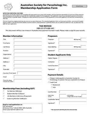 Fillable Online asp wildapricot Australian Society for Parasitology Inc ...