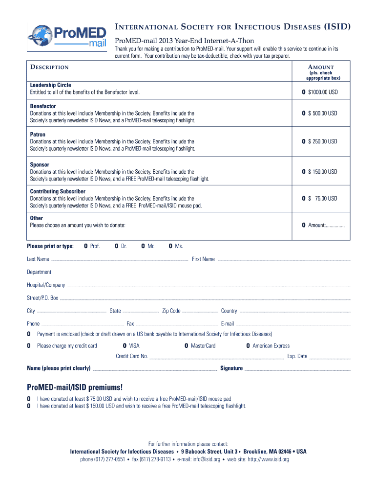 Fillable Online isid I N T E R N AT I O N A L S O C I E T Y Fax Email ...