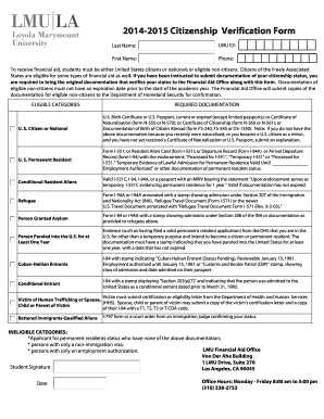 Fillable Online financialaid lmu Citizenship Verification Form ...
