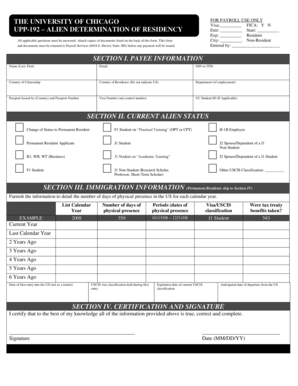 Fillable Online Alien Determination of Residency Fax Email Print ...