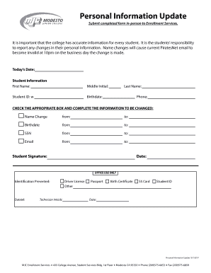 Fillable Online mjc Personal Information Update Form - Modesto Junior ...