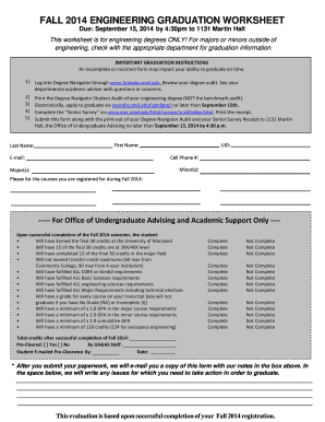Fillable Online eng umd Fall 2014 engineering graduation worksheet - University of Maryland Fax ...