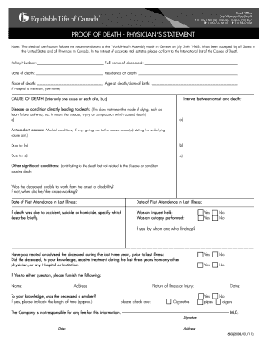 Fillable Online Proof of Death - Attending Physicians Statement Proof ...
