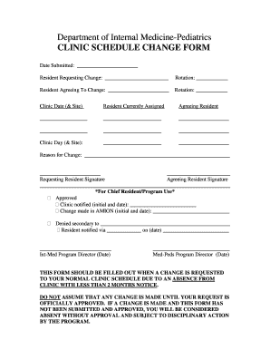 Fillable Online Clinic Schedule Change Form Fax Email Print - pdfFiller