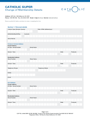 Fillable Online Change of Member Details form - Catholic Super Fax ...