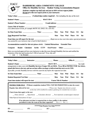 Fillable Online hacc Testing bAccommodation Requestb -Harrisburg Campus ...
