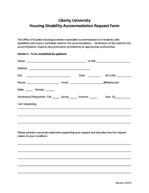 Fillable Online liberty Housing Disability Accommodation Request Form ...