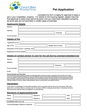 Fillable Online Pet Application - WebsiteWelcome.com Fax Email Print ...