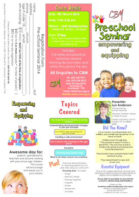 Fillable Online Pre-school Seminar Pre-school Seminar - Children39s Bible Ministries Fax Email ...