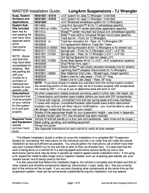 Fillable Online MASTER Installation Guide: LongArm Suspensions - TJ ...