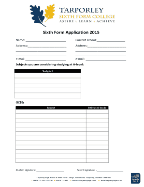 Fillable Online Sixth Form Application - External Applicants Form.pdf ...