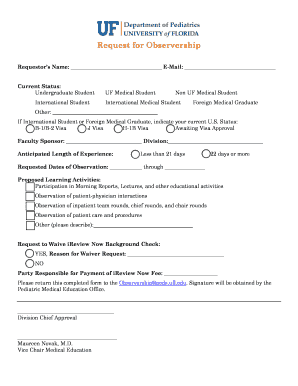 Fillable Online com-peds-residency sites medinfo ufl Request for ...