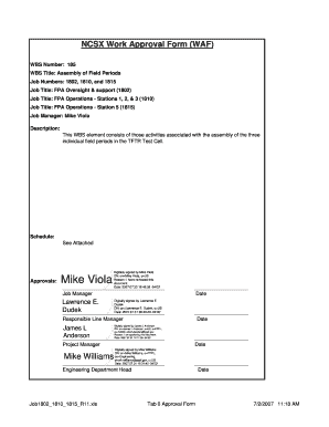 Fillable Online NCSX Work Approval Form (WAF) Fax Email Print - pdfFiller