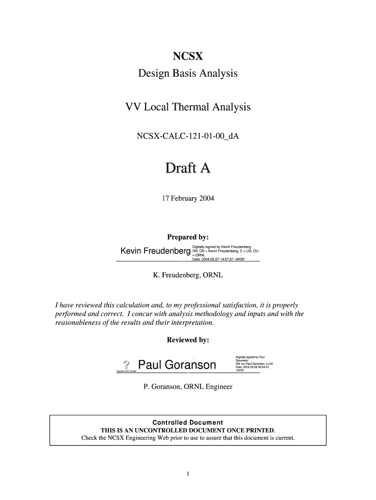 Fillable Online Design Analysis and Calculations - NCSX Fax Email Print - pdfFiller