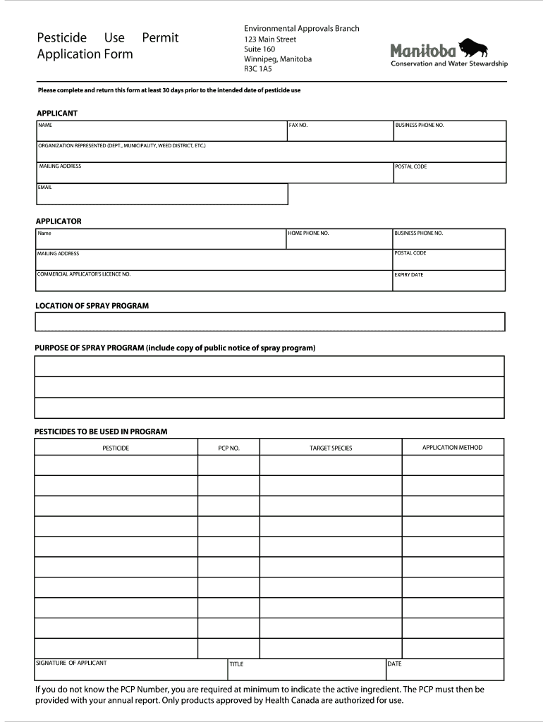 Fillable Online Pesticide Use Permit Application Form Fax Email Print ...
