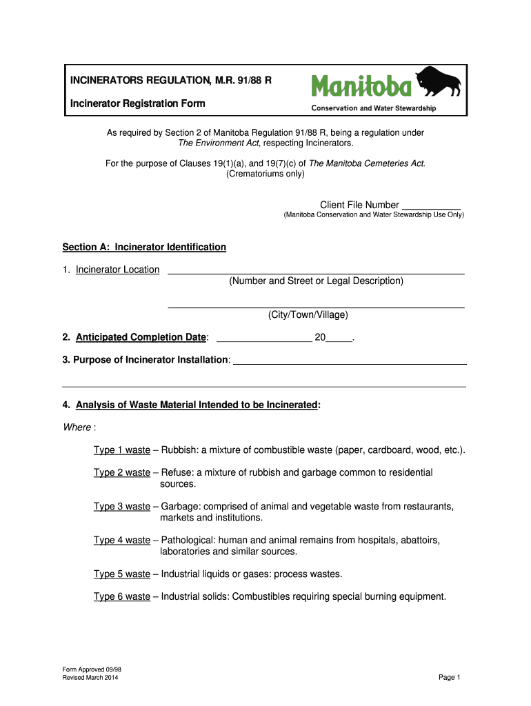 Fillable Online INCINERATORS REGULATION, M Fax Email Print - pdfFiller