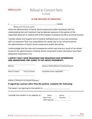 Fillable Online Refusal to Consent Form Fax Email Print - pdfFiller