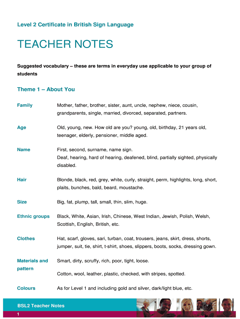 Fillable Online BSL2 Teachers Notes - Signature Fax Email Print - pdfFiller
