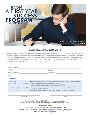 Fillable Online EXcel Application Form - MyStFX St. Francis Xavier ...