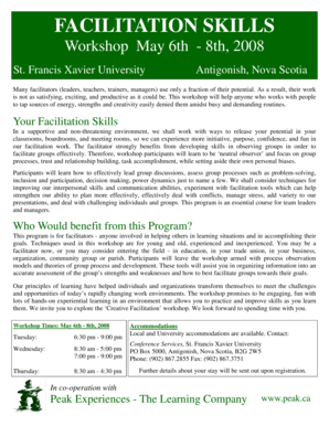 Fillable Online FACILITATION SKILLS - MyStFX St Francis Xavier ...