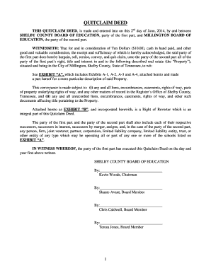 Fillable Online BQuitclaimb Deed to Millington CLEAN MWM 11 bb ...