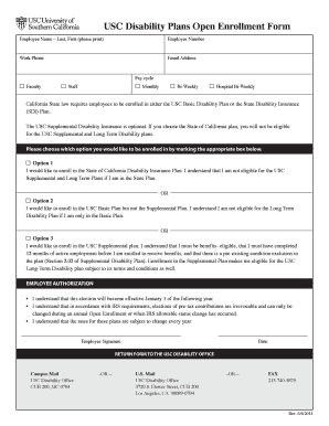 Fillable Online employees usc USC Supplemental bDisabilityb PlanNo2 ...
