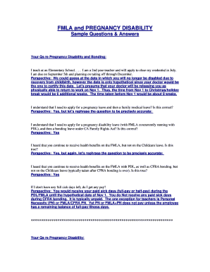 Fillable Online FMLA and PREGNANCY DISABILITY Fax Email Print - pdfFiller