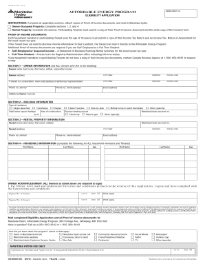 Fillable Online hydro mb Affordable Energy Program Eligibility Application - Manitoba Hydro Fax ...