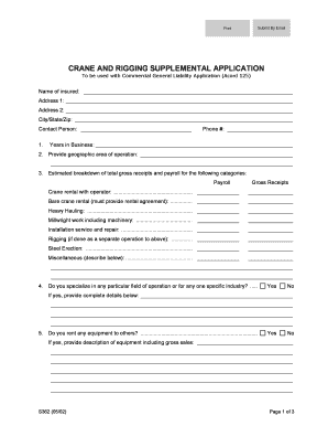 Fillable Online CRANE AND RIGGING SUPPLEMENTAL APPLICATION Fax Email Print - pdfFiller