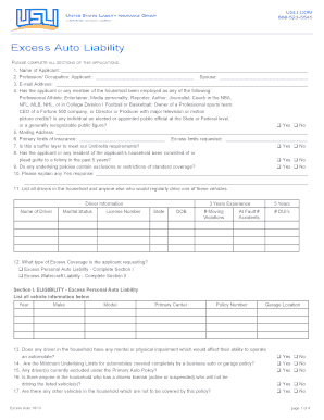 Fillable Online Excess Auto Liability Fax Email Print - pdfFiller