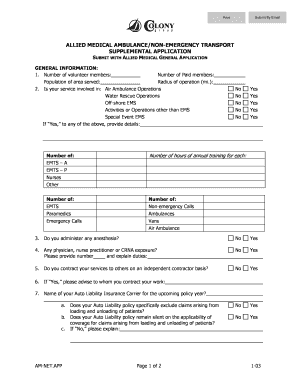 Fillable Online Ambulance Non-Emergency Transport Application Fax Email ...