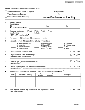 Fillable Online Nurse Professional Liability Fax Email Print - pdfFiller