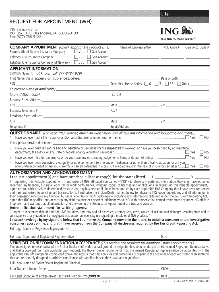 Fillable Online REQUEST FOR APPOINTMENT (WH) - Cri4.com Fax Email Print ...