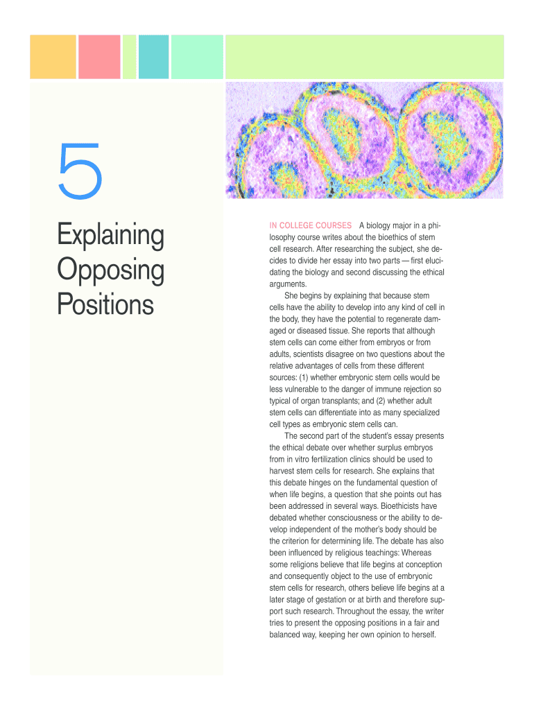 Fillable Online Explaining Opposing Positions - Bedford/St. Martin's ...