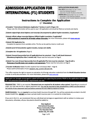 Fillable Online ncc INTERNATIONAL (F1) STUDENTS Fax Email Print - pdfFiller