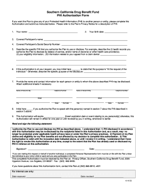 Fillable Online ufcwdrugtrust PHI Authorization Form - Southern ...
