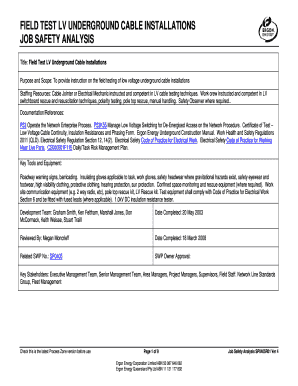 Fillable Online FIELD TEST LV UNDERGROUND CABLE INSTALLATIONS Fax Email ...