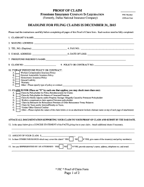 Fillable Online delawareinsurance PROOF OF CLAIM FORM - Delaware ...